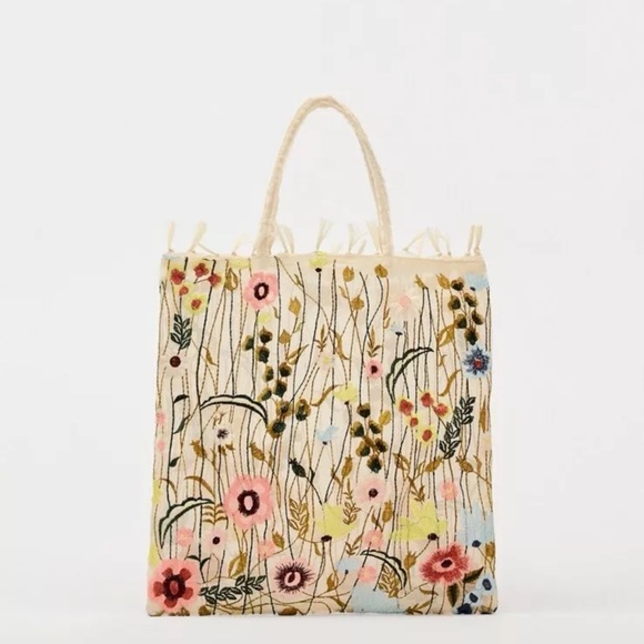 Zara | Bags | Zara Embroidered Floral Shopper Bag Nwt 63431 Rare | Poshmark